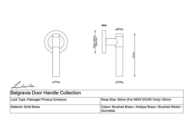 Belgravia Door Handle | 4 Color Options | LuxHandles Australia