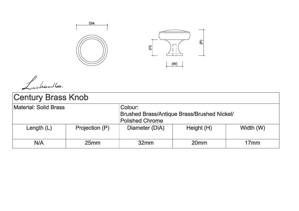Timeless and Elegant Century Solid Brass Knob