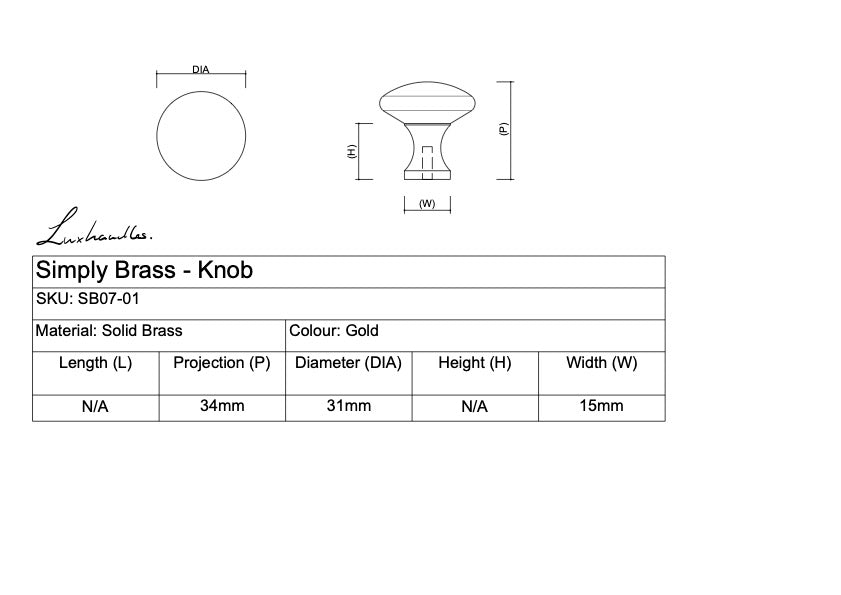 Minimalist Solid Brass Collection Knob – Luxhandles