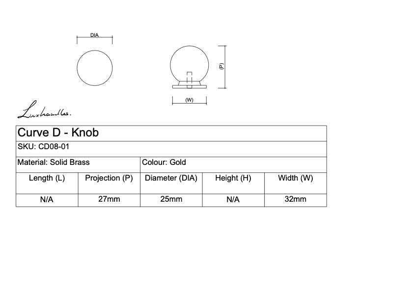 Curve D Solid Brass Collection - Knob – Luxhandles
